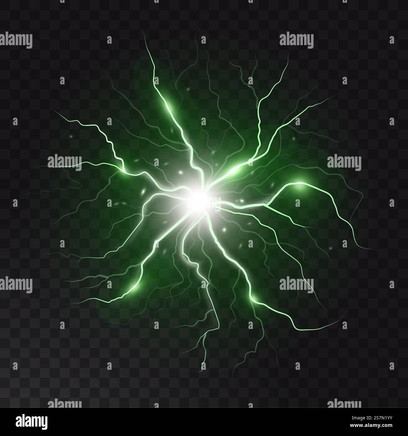 Lightning flash and spark. Lightning strikes and sparks, electrical ...
