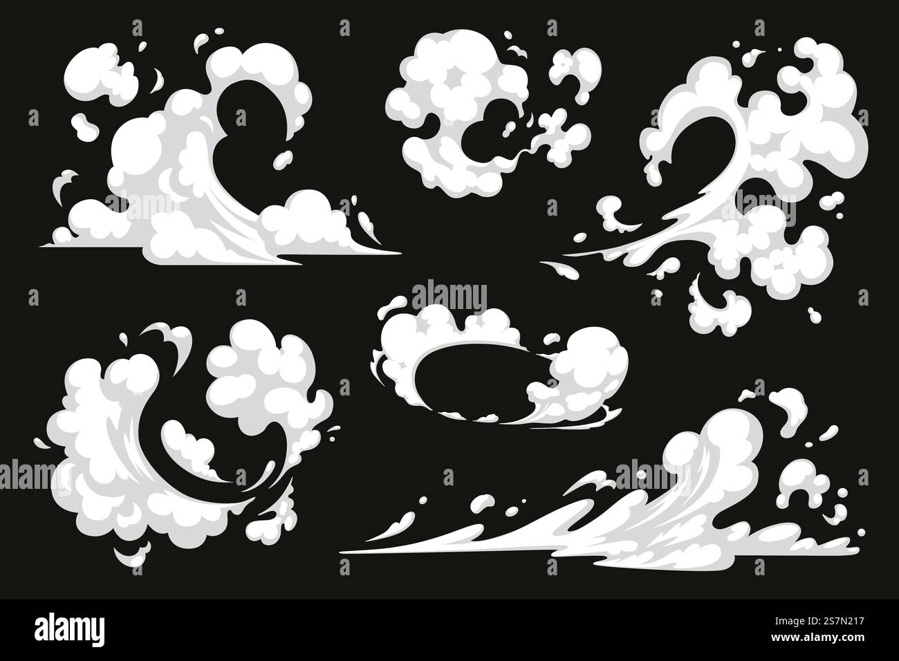 Comic explosion effect set. Vector dust smoke cloud, puff, mist, fog ...