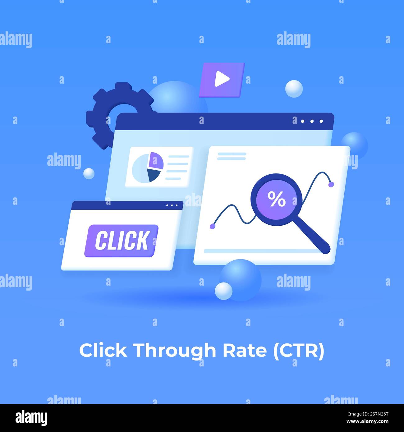 3d illustration of click through rate concept illustration for websites ...