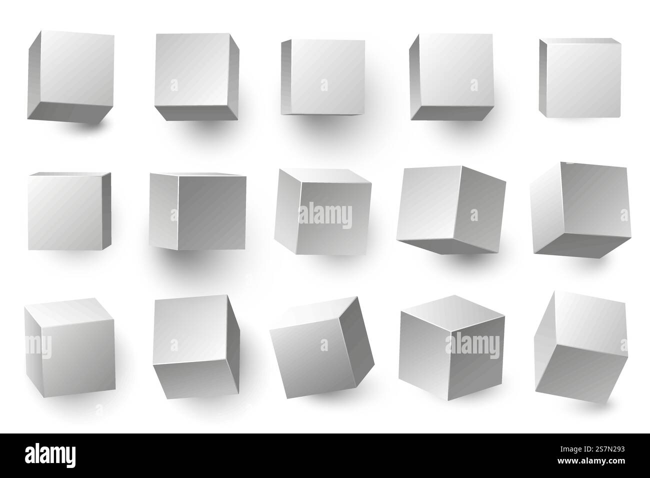 Realistic 3D white cubes. Minimal cube shape with different perspective ...