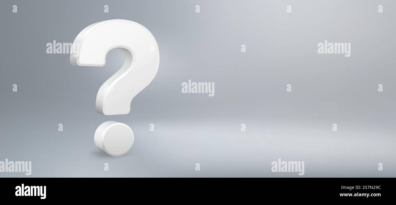 Realistic 3D question mark. Have a question, FAQ and QA. Questions sign, question answer poster ...