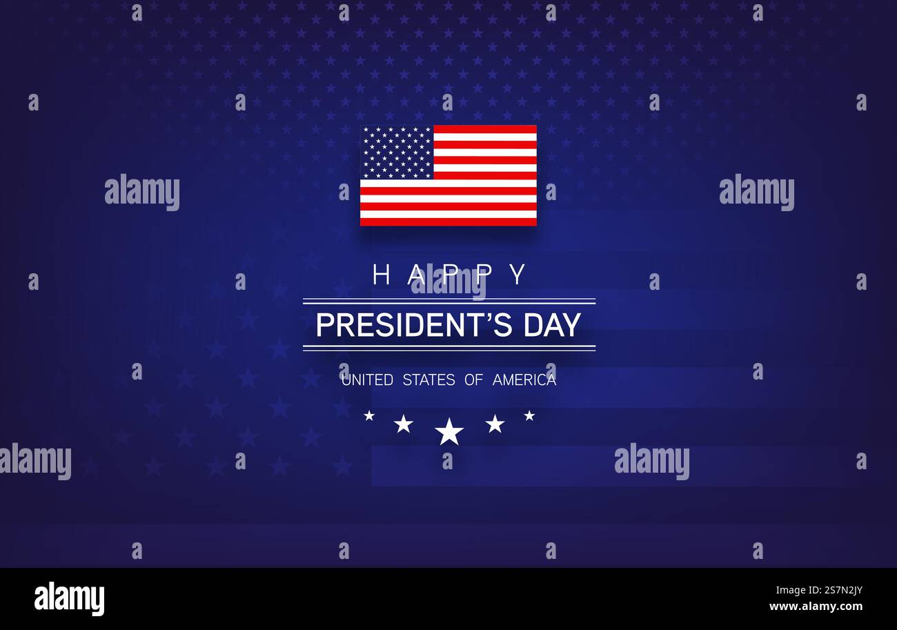 Presidents Day banner with Presidents Day lettering, USA flag, dark ...