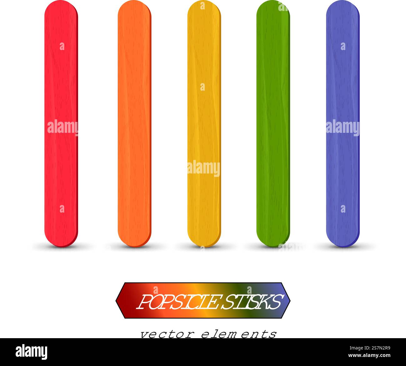 Set of realistic popsicle stircks. Ice lolly sticks, vector, summer ...