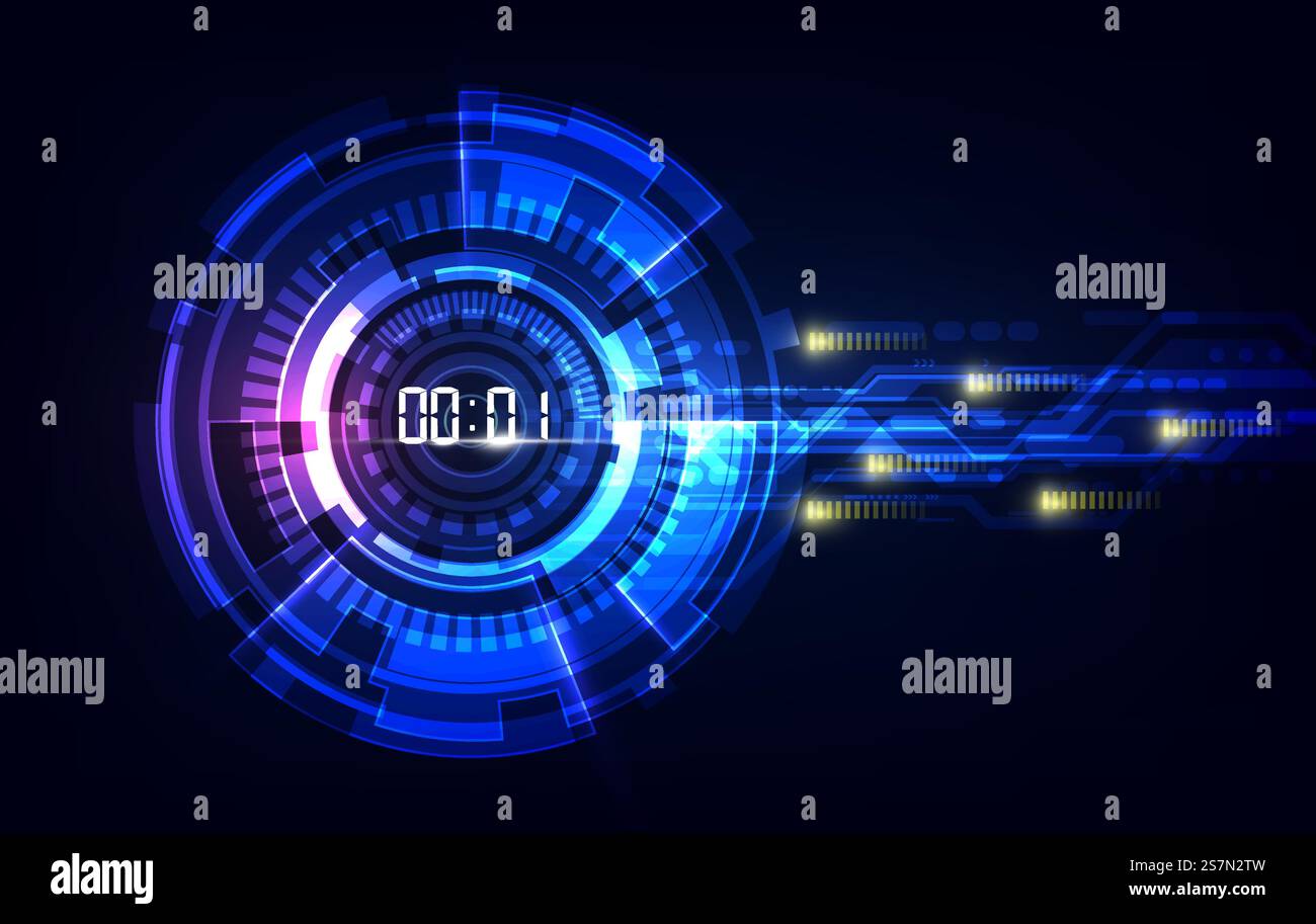 Abstract Futuristic Technology Background with Digital number timer concept and countdown ...