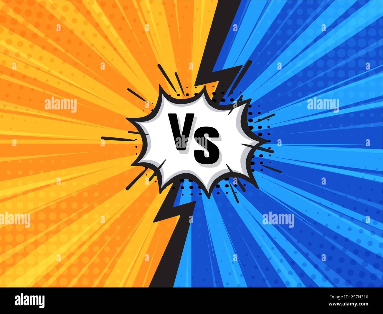 Comic Fighting Cartoon Background.Blue Vs Yellow. Vector Illustration ...