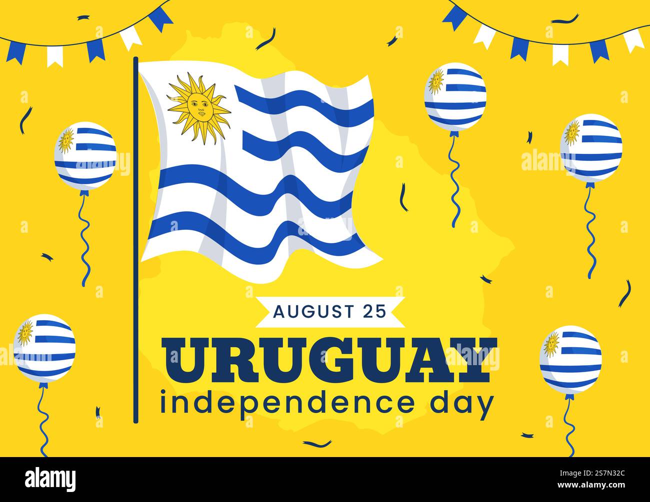 Happy Uruguay Independence Day Vector Illustration on 25 August with ...