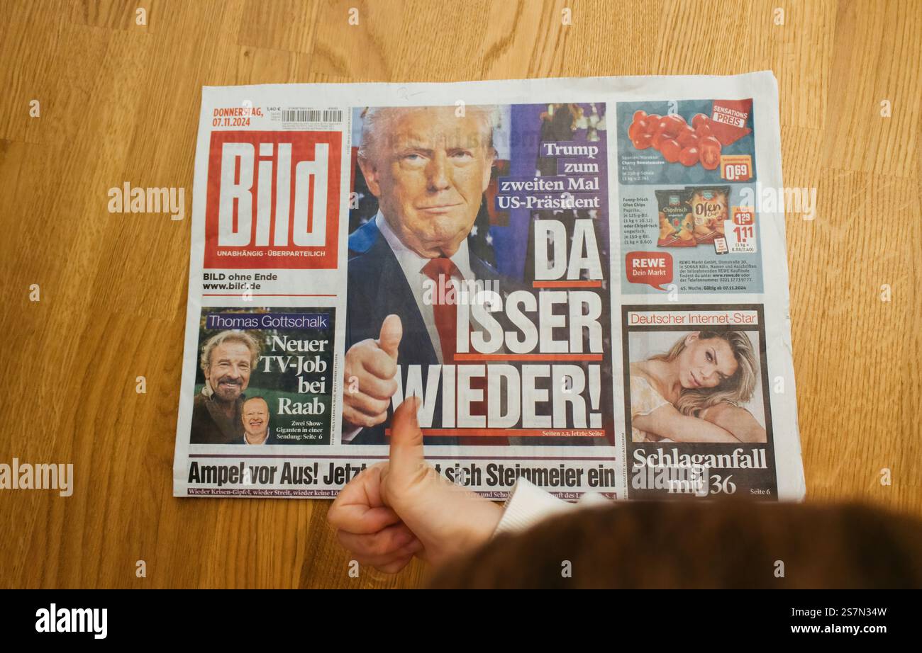 Paris, France - Nov 7, 2024: German newspaper German front page ...
