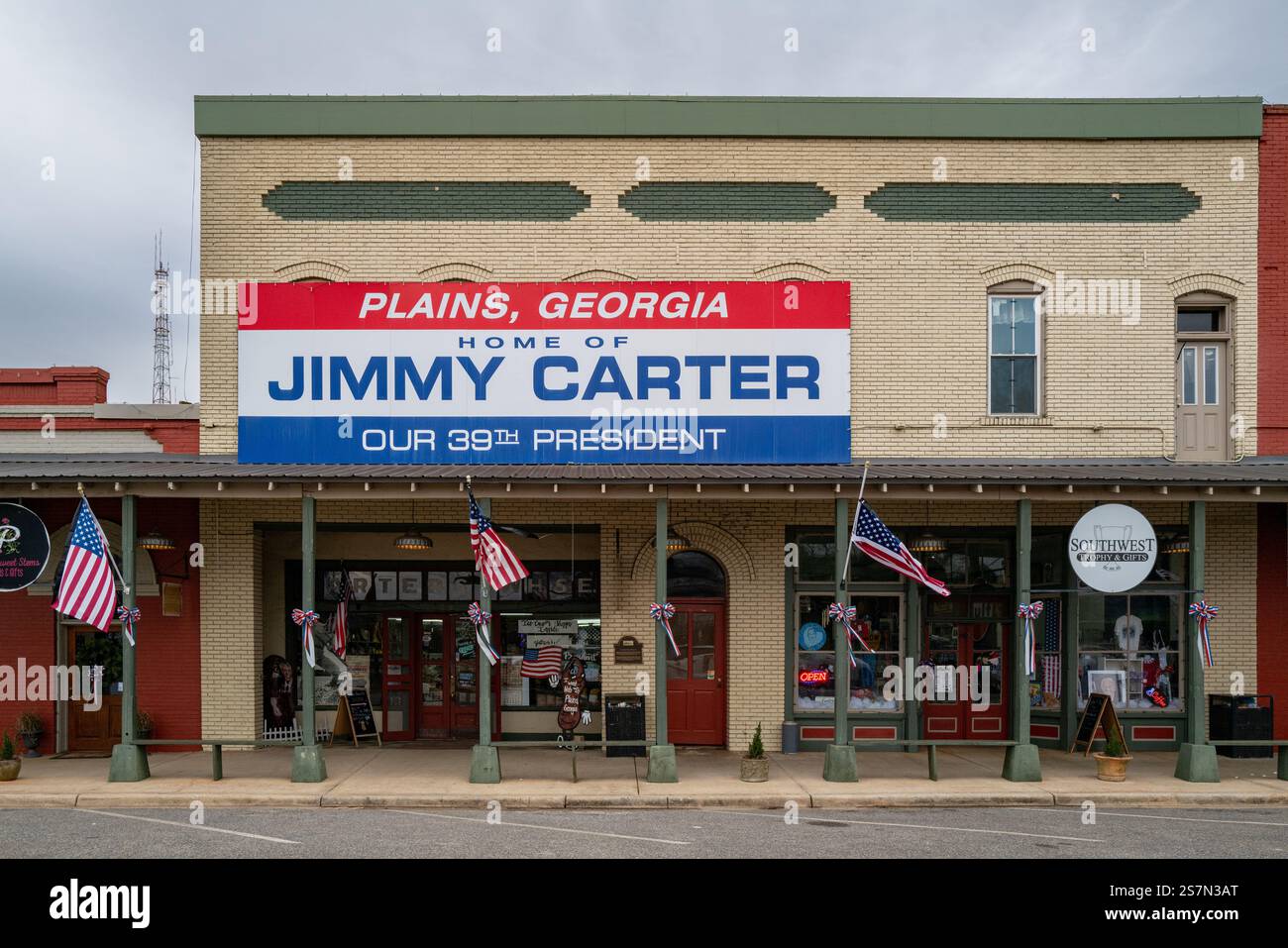 Photo of the large patriotic sign on Main Street proclaiming Plains as ...