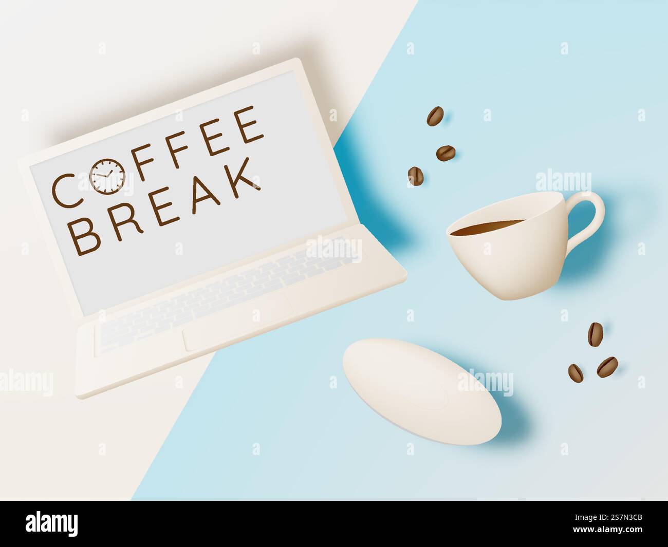 Coffee break background with coffee cup and pastel color scheme Stock ...