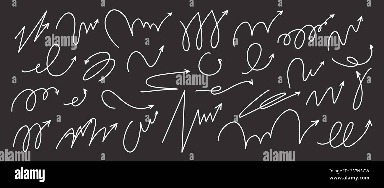 Bounce, quirky squiggly arrow lines with spiral and twist designs ...