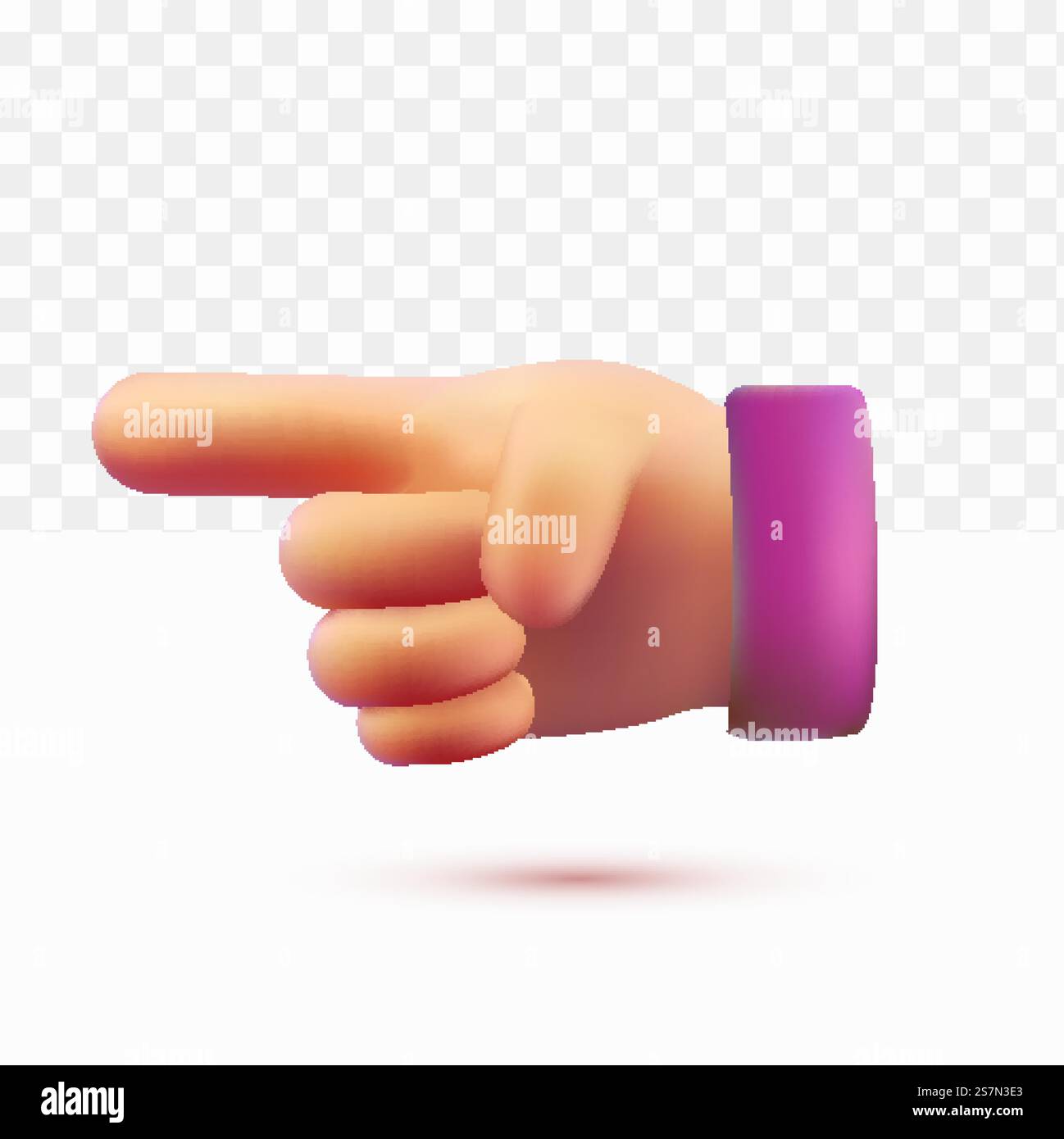 3d hands finger pointing. one finger. cartoon style on white tranparent ...