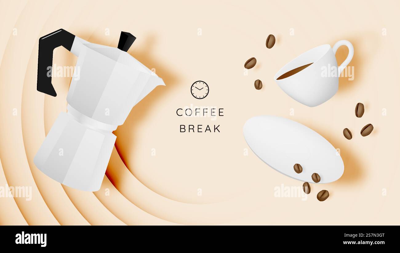 Coffee break background with coffee cup and pastel color scheme Stock ...