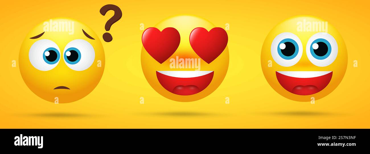 Emoji collection that shows emotions hi-res stock photography and ...