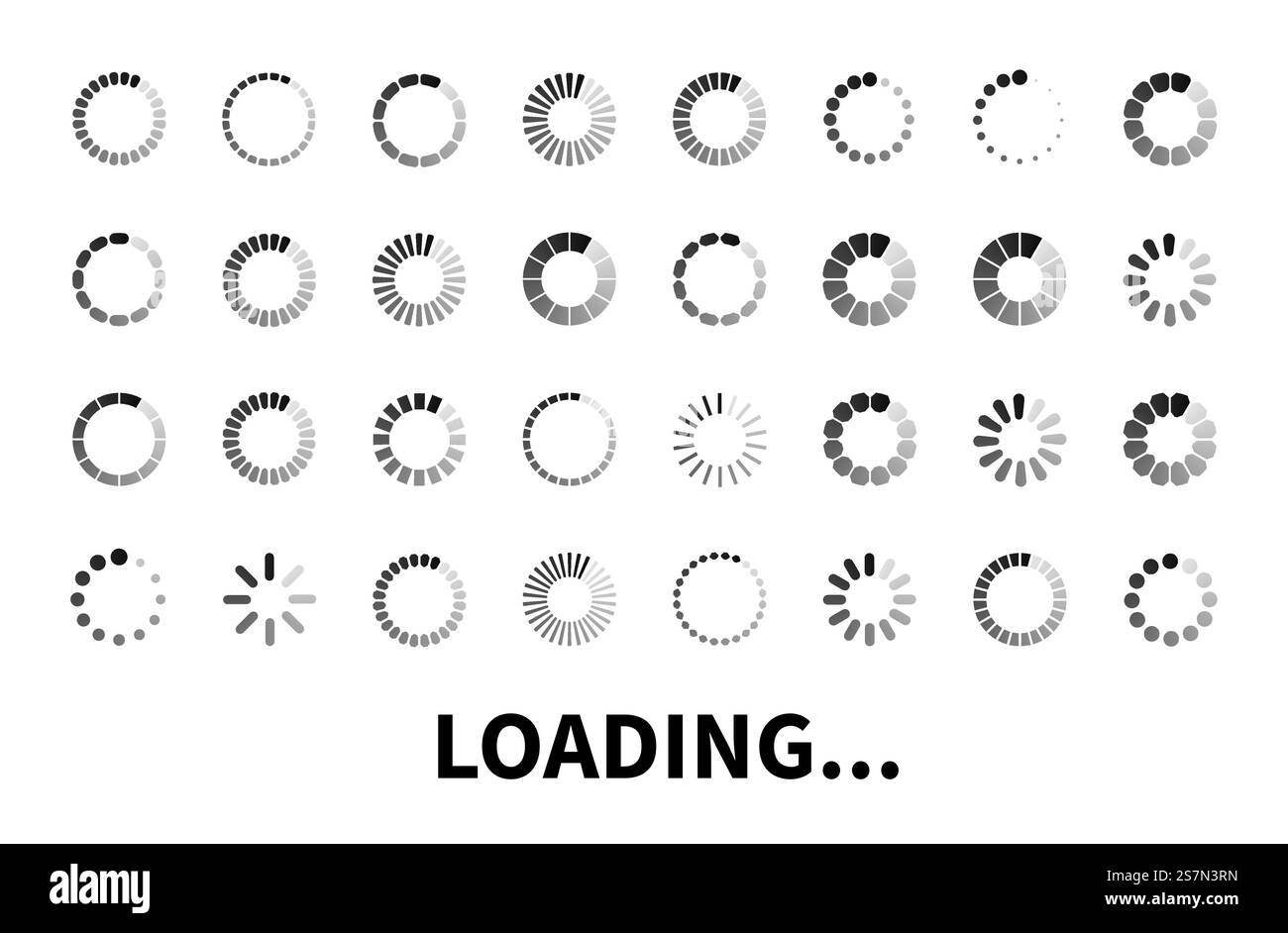 Loading icon big set isolated on white background. Vector loader icons ...