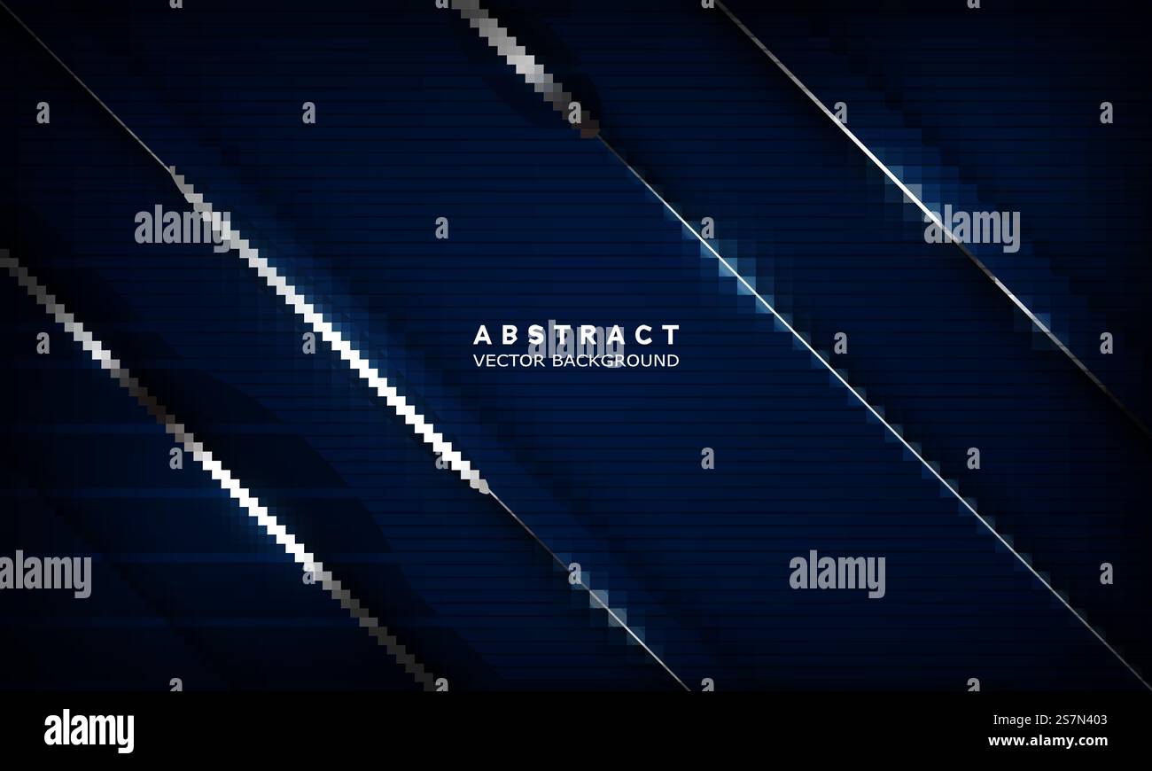 Vector geometric navy blue abstract background with metallic lines ...