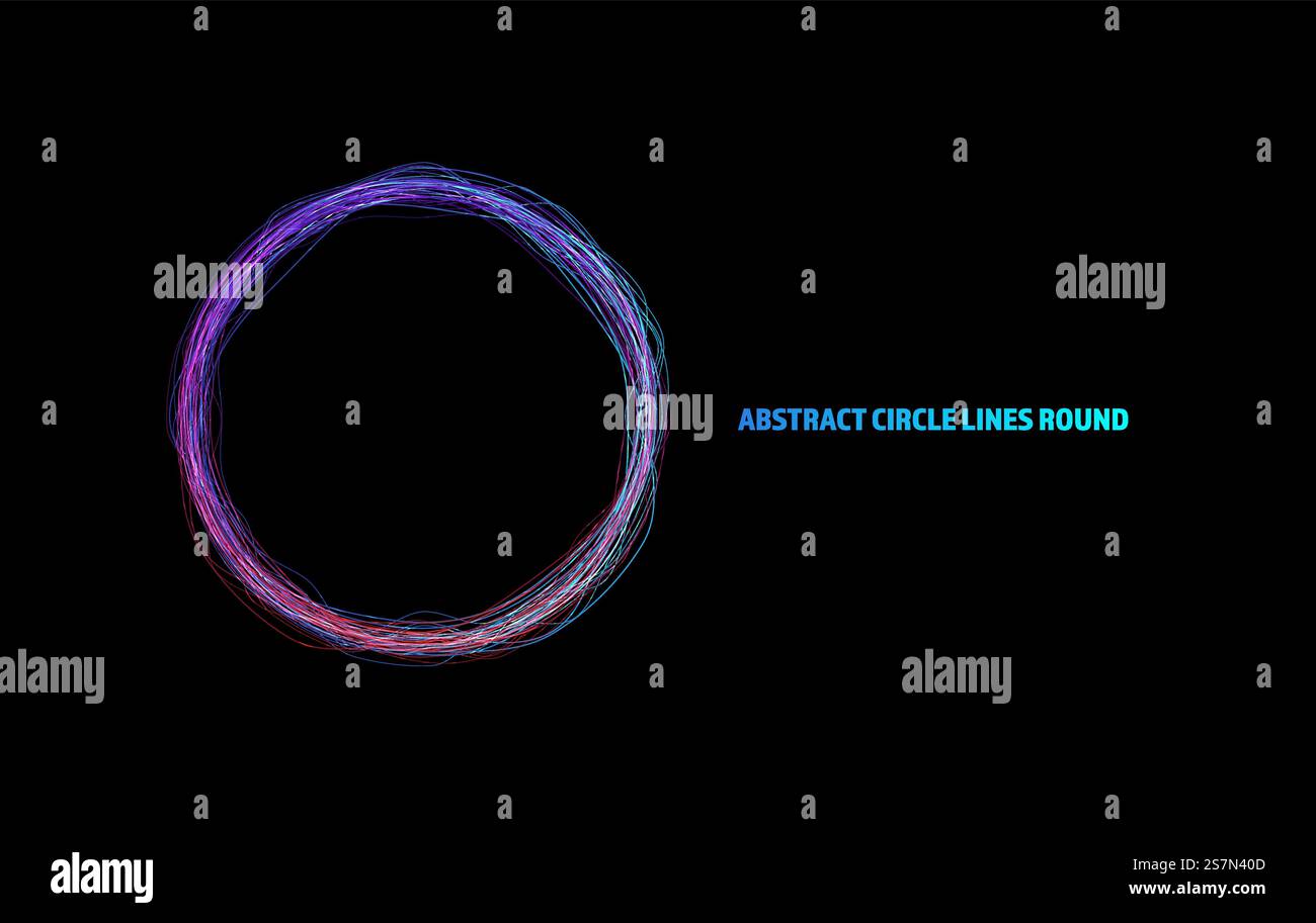 Abstract circle lines round ring frame colorful rainbow light flowing ...