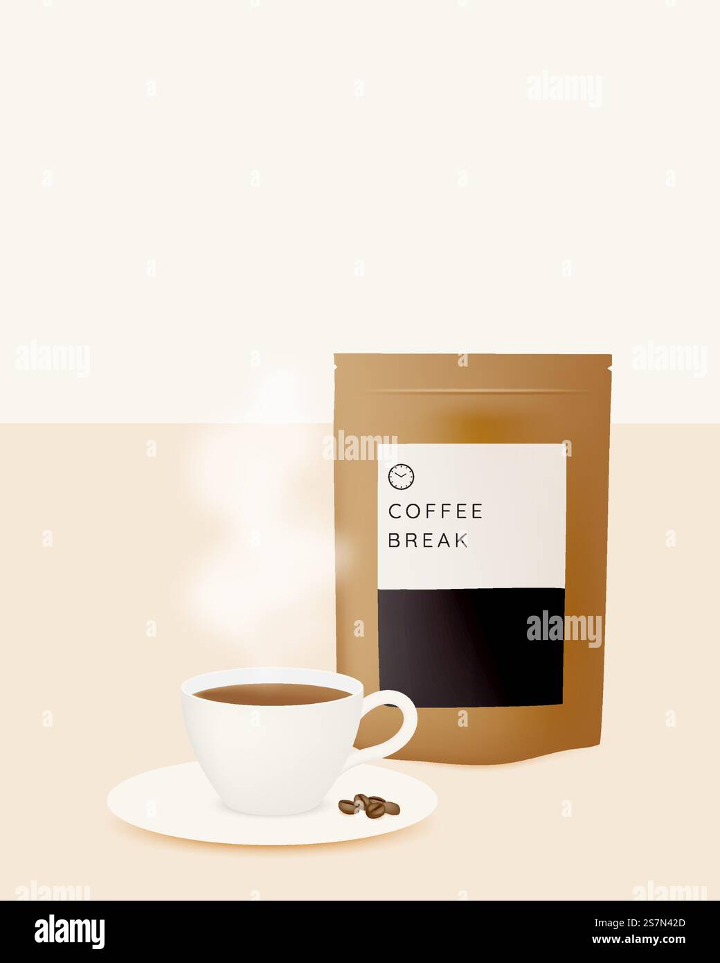 Coffee break background with coffee cup and pastel color scheme Stock ...