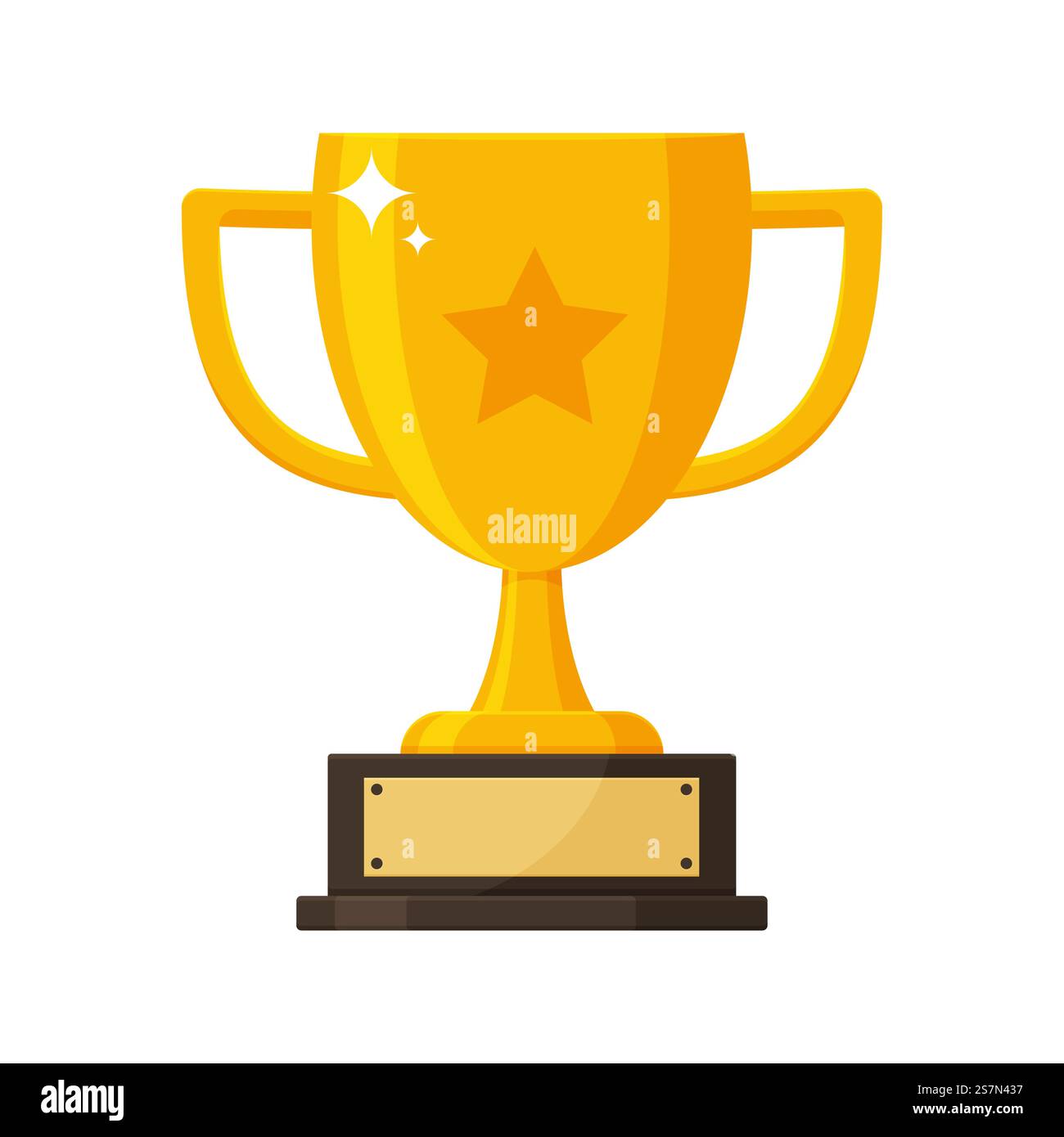 Gold trophy with the name plate of the winner of the competition Stock ...