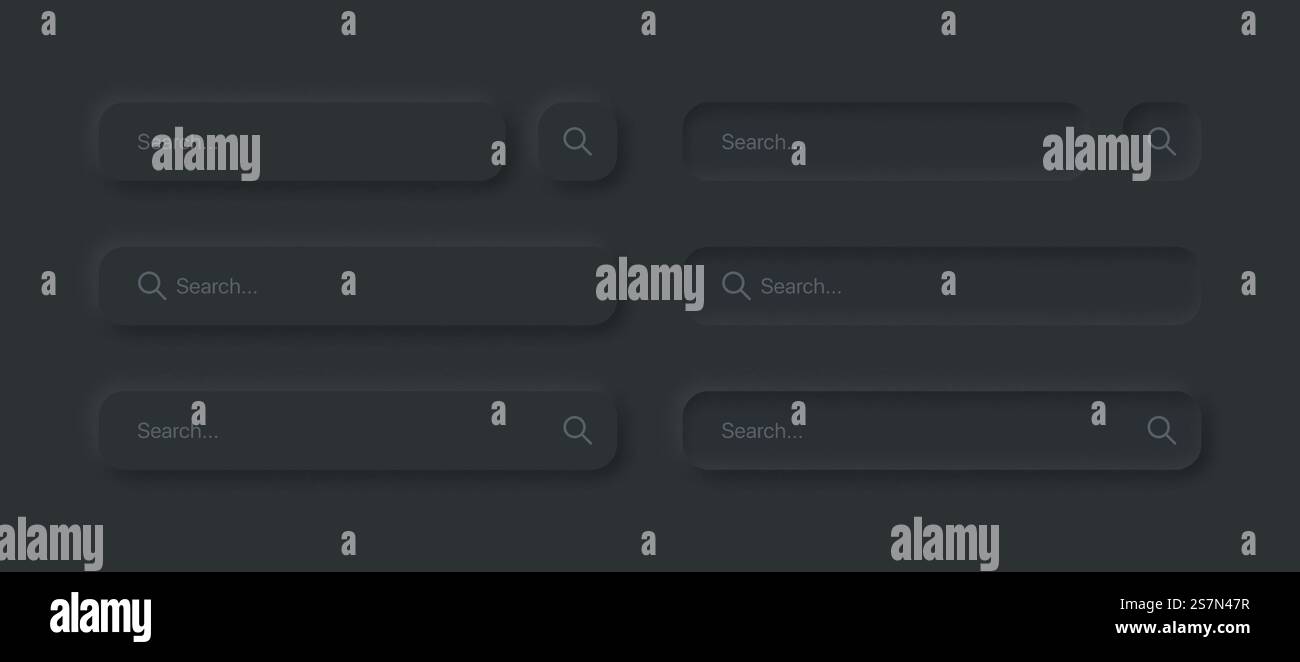 Search Bars In Different Variants UI Neumorphism Dark Version Vector Design Elements Set On ...