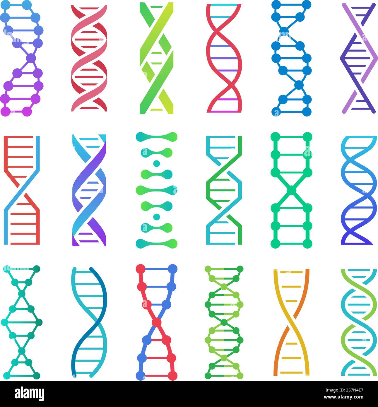 Colorful DNA icon. ADN structure spiral, deoxyribonucleic acid medical ...