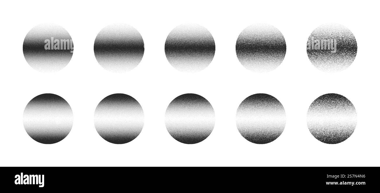 Dotwork Hand Drawn Stippled Abstract Circles Set In Different ...