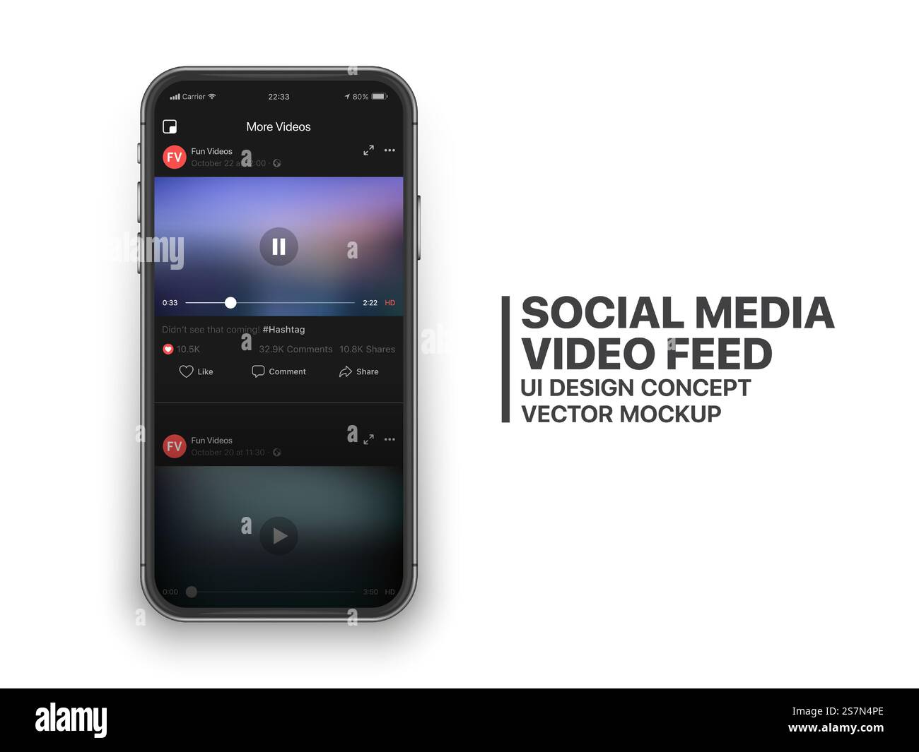 Social Media Video Feed Vector UI Concept For Social Network On ...