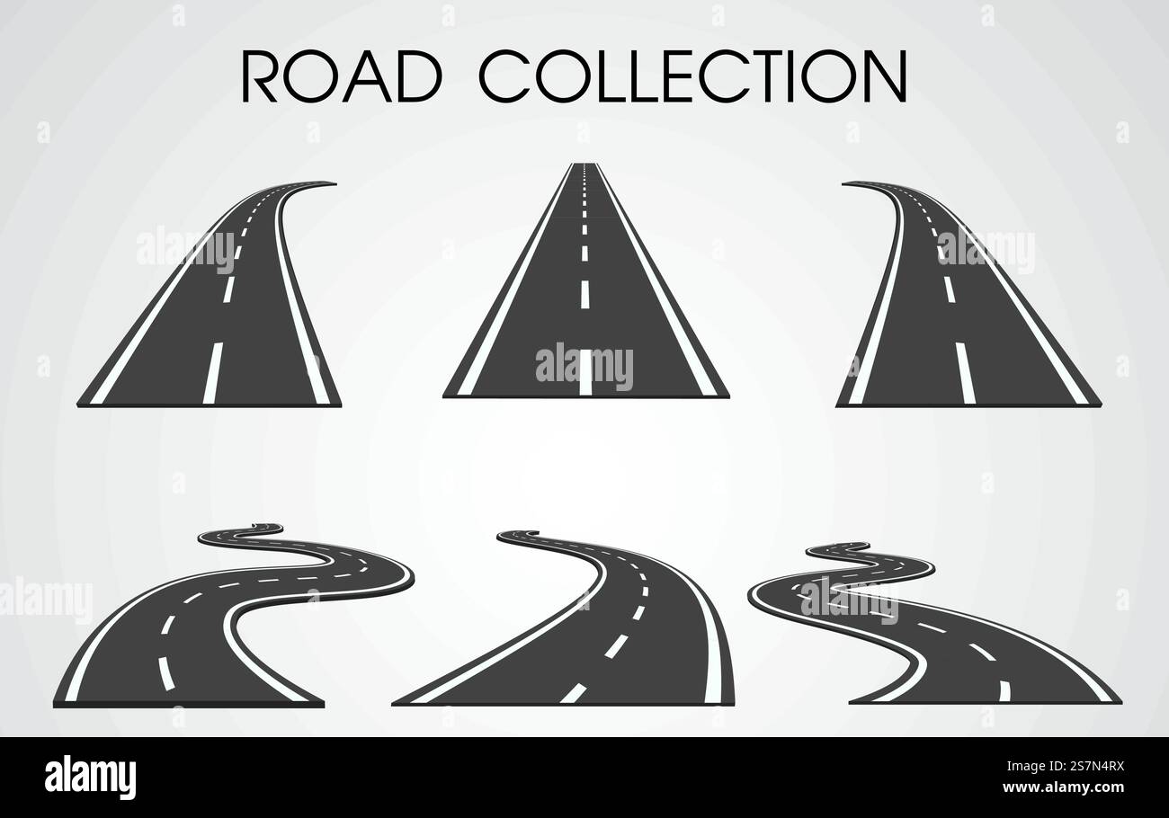 Vector roads collection. curves and highways separated from the ...