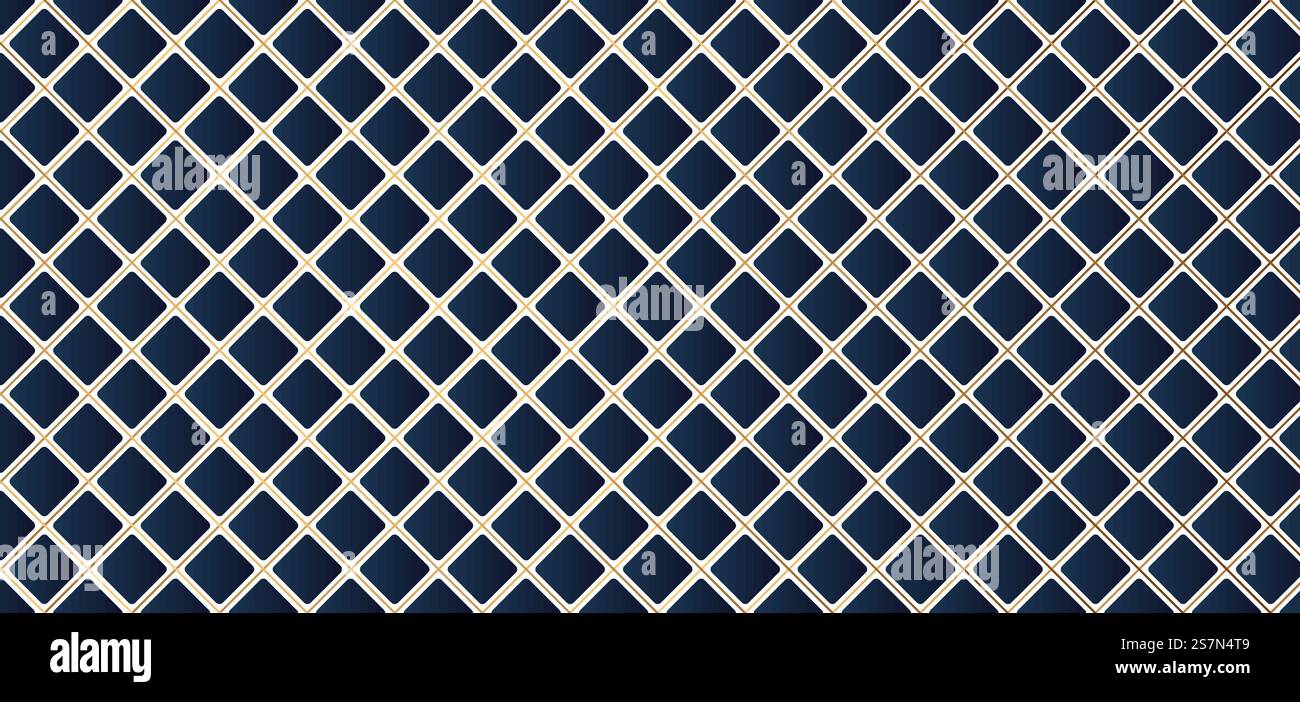 Blue square geometric pattern with golden line grid background. Luxury style. Vector ...