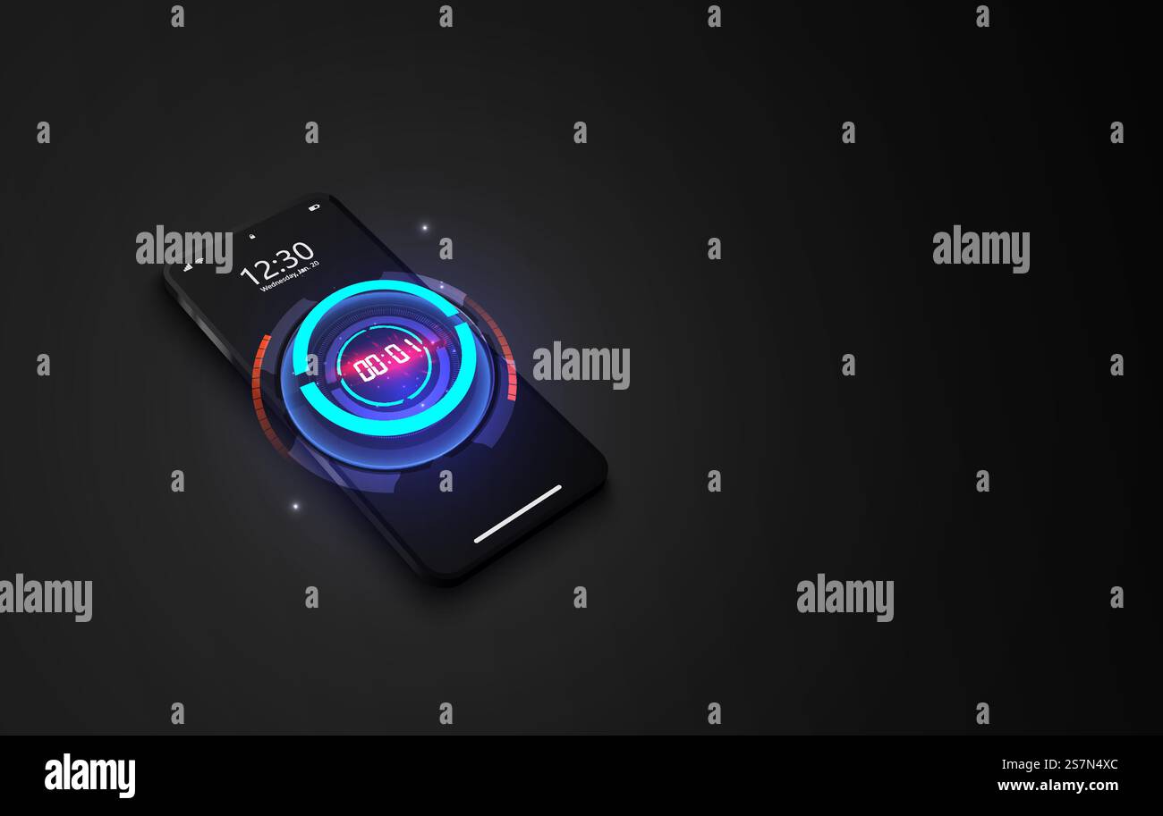 Abstract Futuristic Technology Background with Digital number timer ...