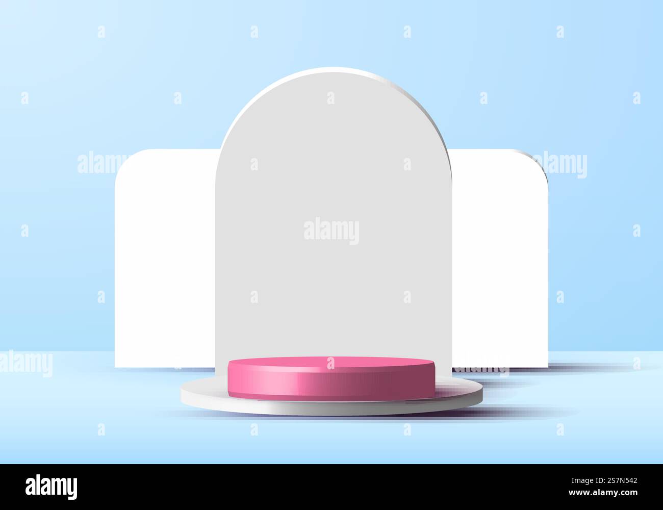 3D minimal scene cylinder podium in soft blue background with rounded ...
