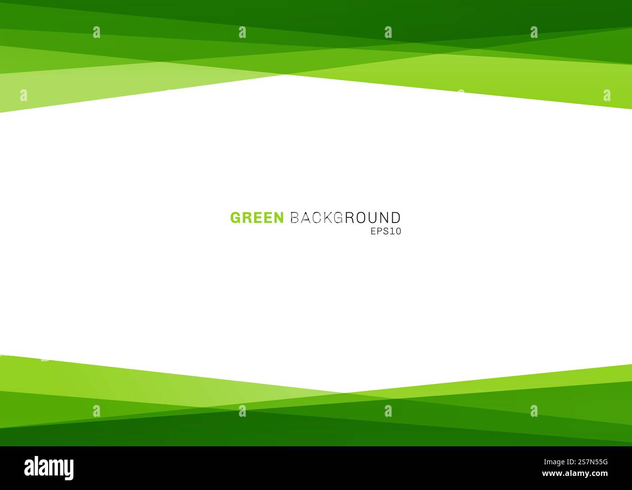 Abstract geometric green color shiny overlapping layer on white ...