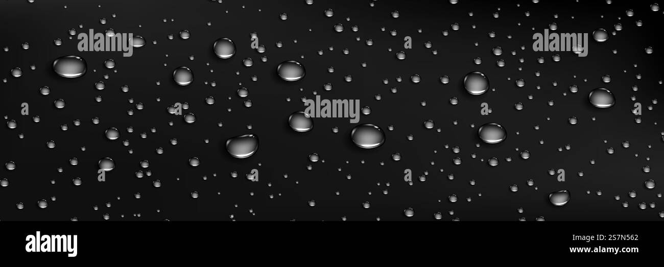 Condensation water drops on dark background. Rain droplets at window ...