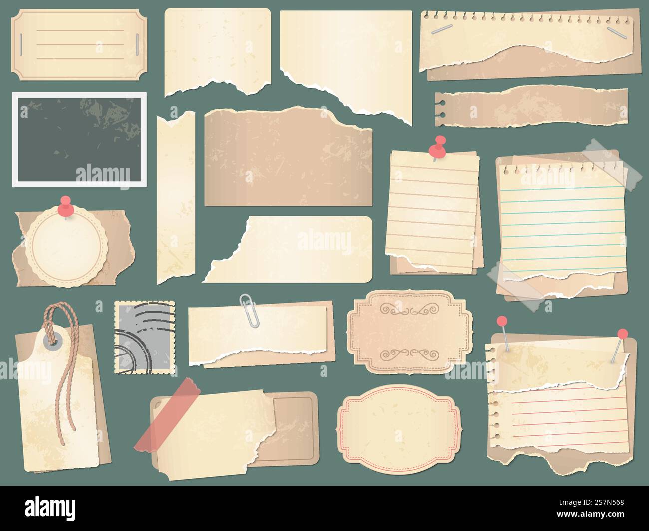 Old scrapbook paper. Crumpled papers pages, vintage scrapbooks papers ...