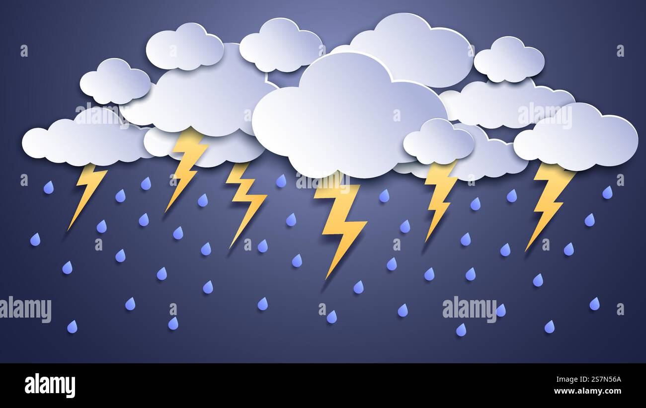 Summer thunderstorms. Storm clouds, thunderstorm lightning and rainy ...