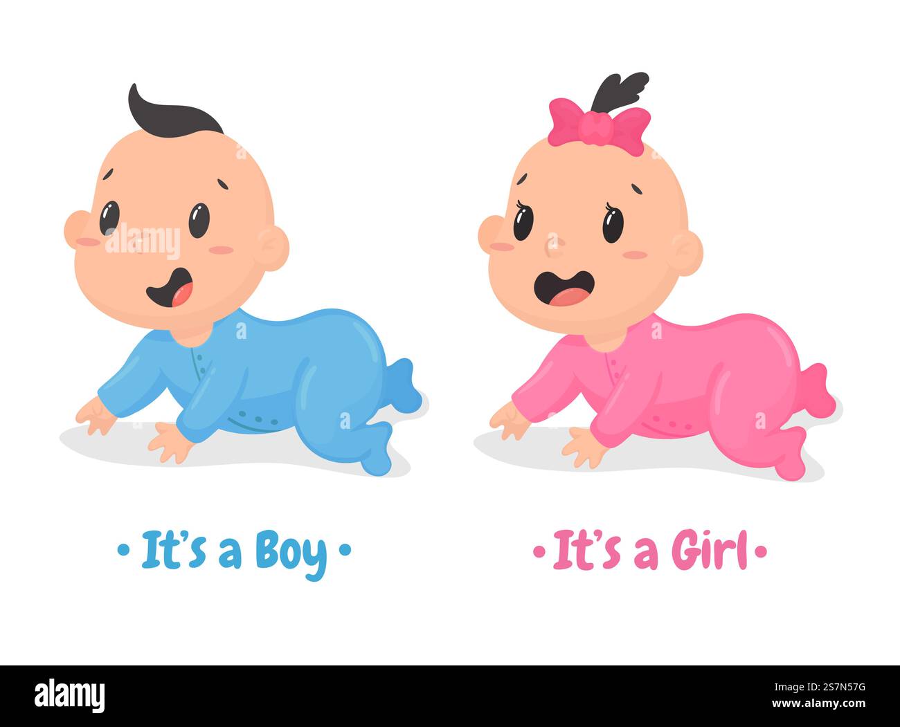 Vector cartoon cute baby boys and girls who are crawling happily ...