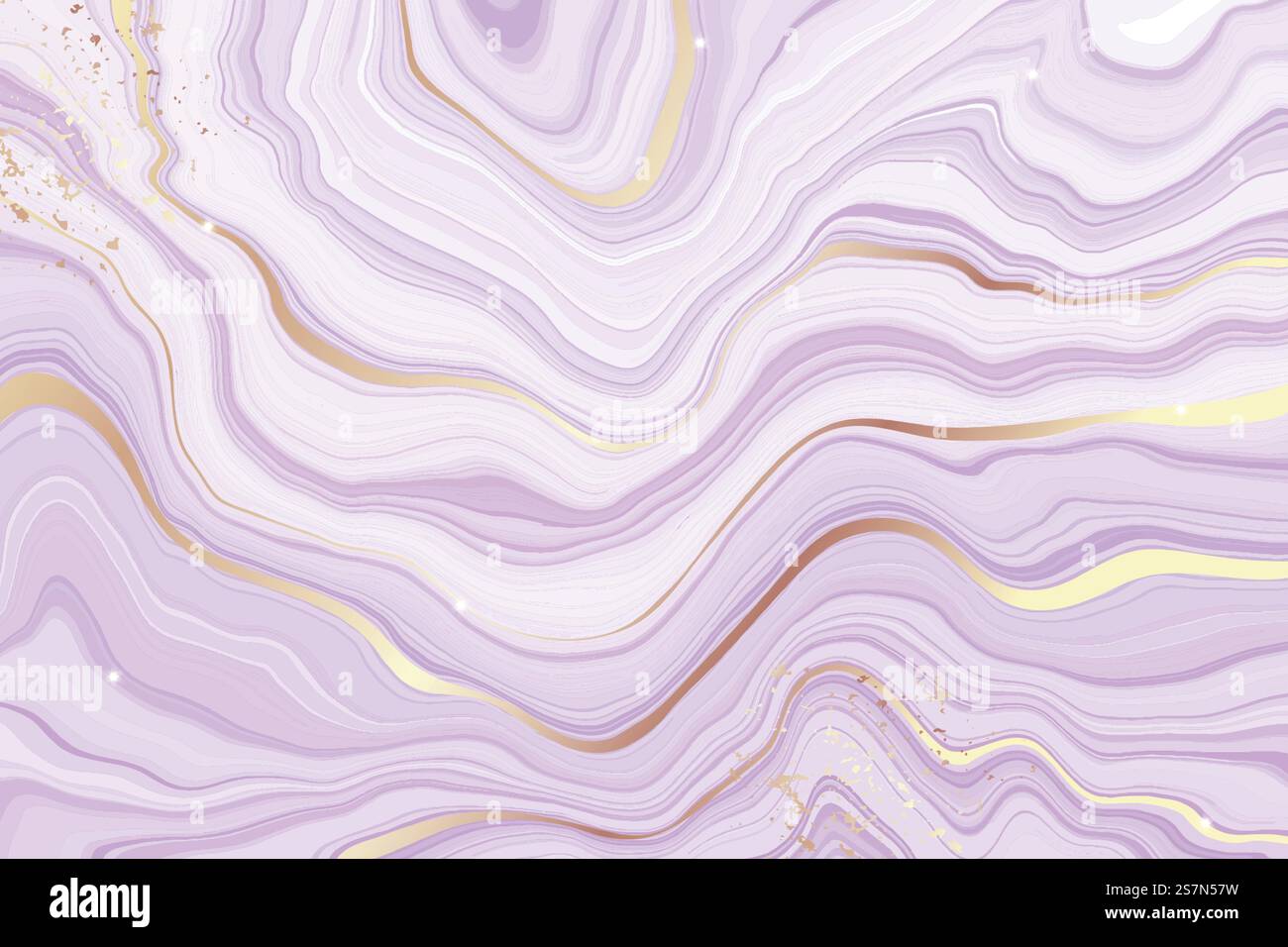 Abstract dusty pink liquid marbled watercolor background with golden ...