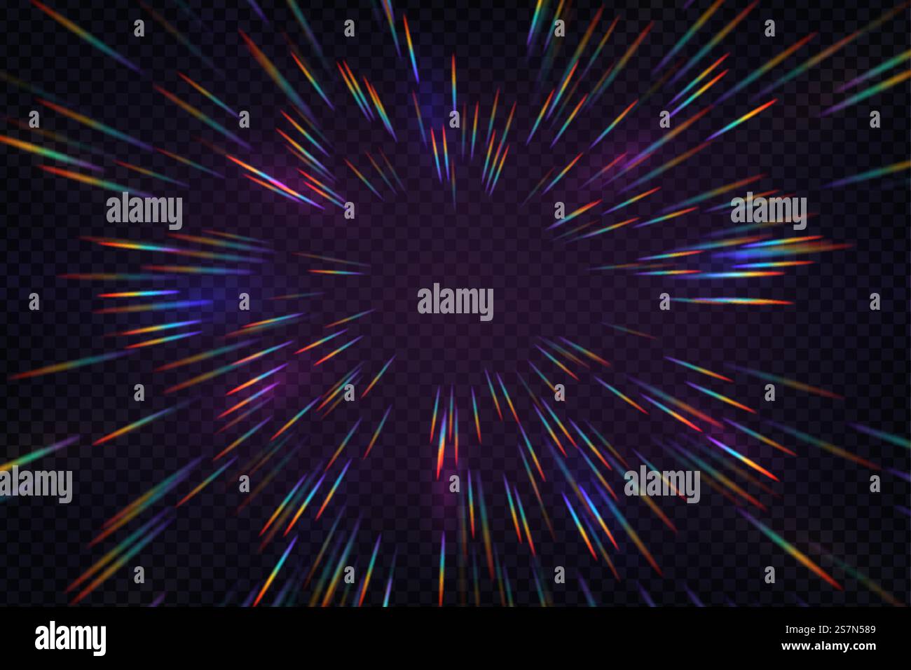 Rainbow halo rays isolated on dark transparent background. Holographic ...