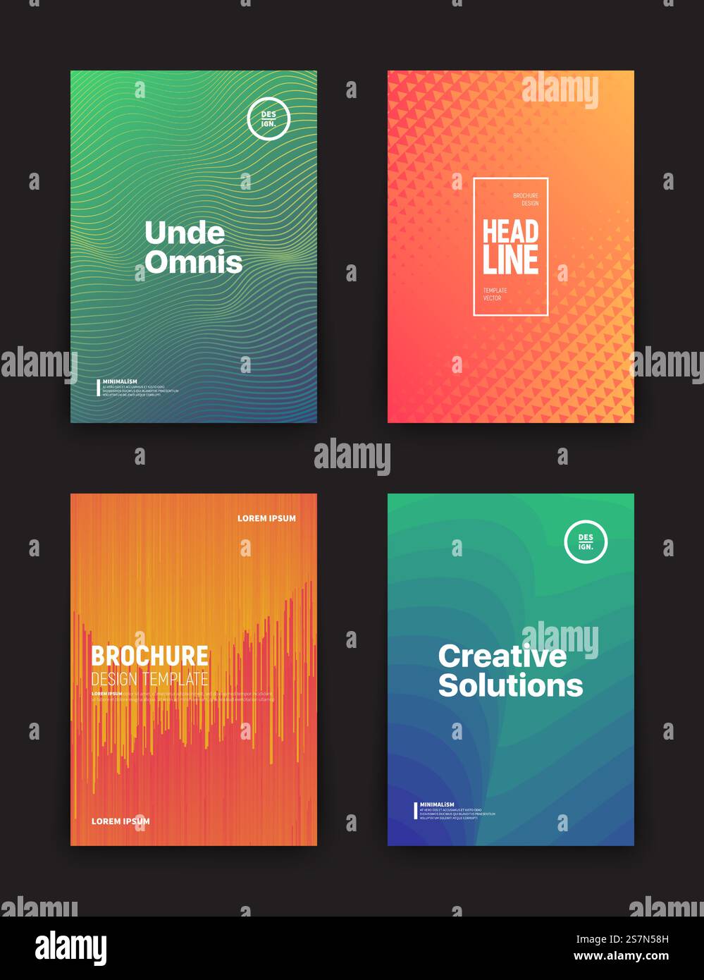 Set of Tech Vector Different Style Green and Orange Brochure Cover ...