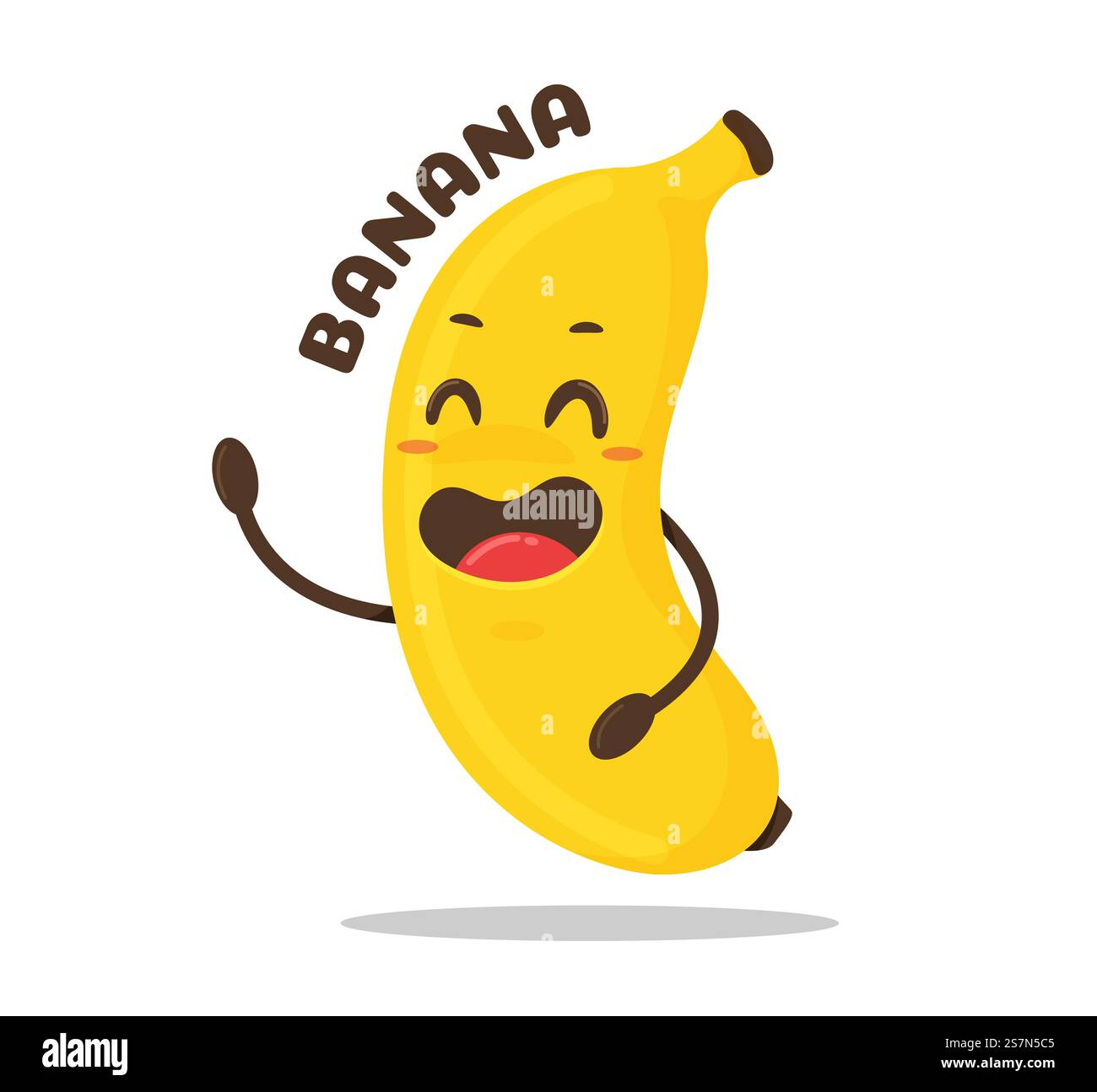 Banana cartoon. Vector yellow banana fruit is laughing happily Stock ...