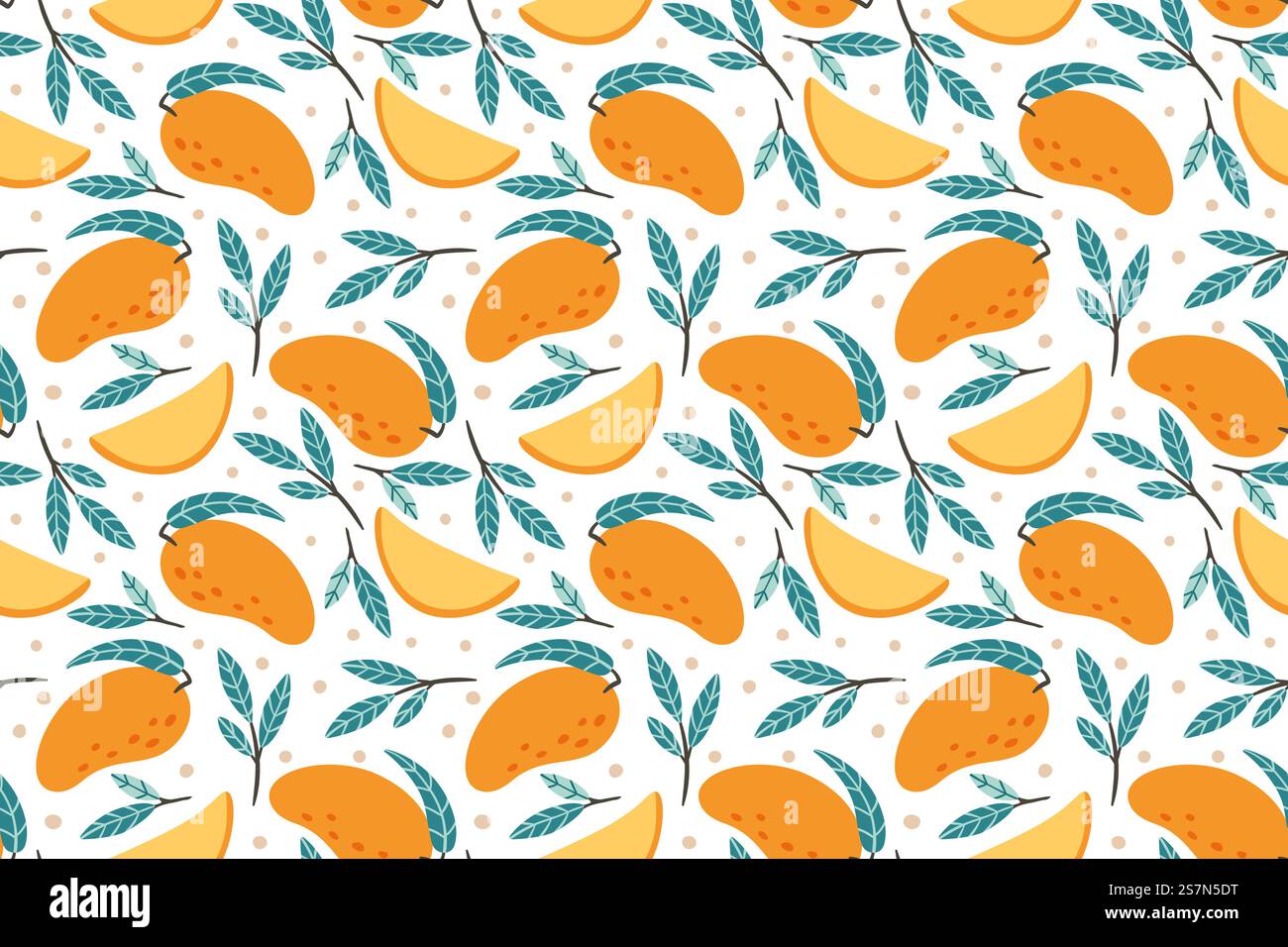 Seamless mango pattern. Hand drawn doodle gourmet sweet mangoes. Juicy ...