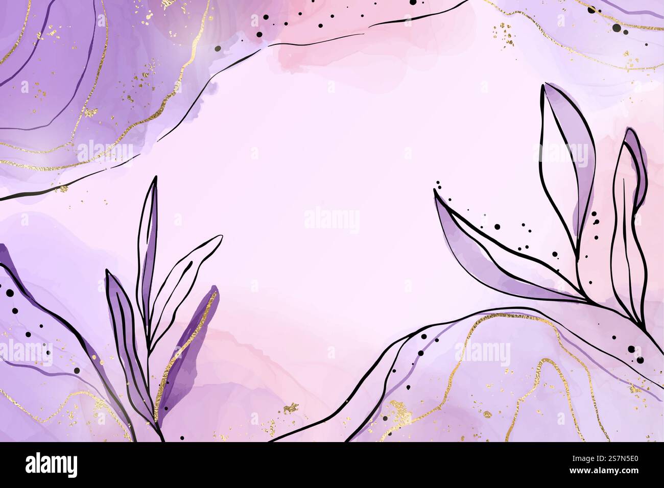 Abstract dusty pink and blush liquid watercolor background with branch ...