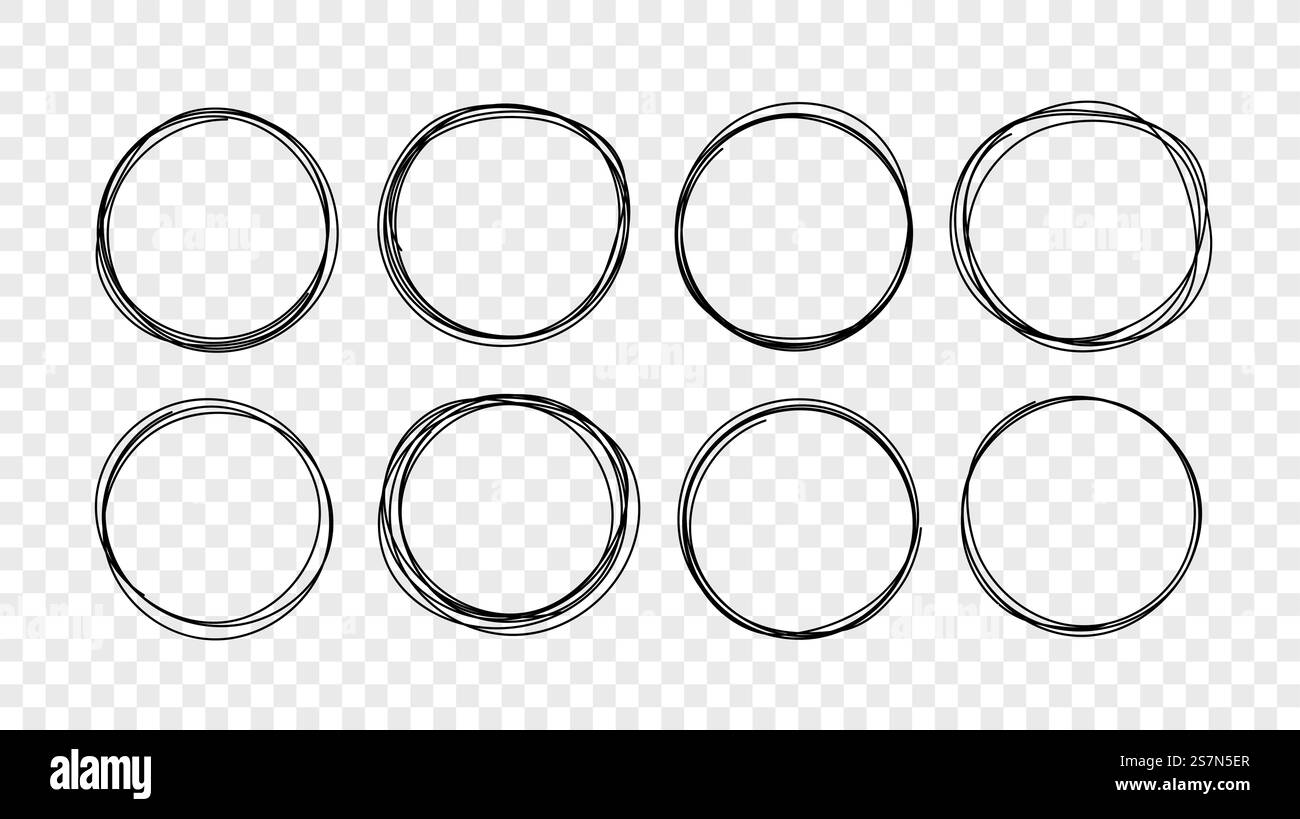 Hand drawn circle line sketch set. Vector circular scribble elements ...