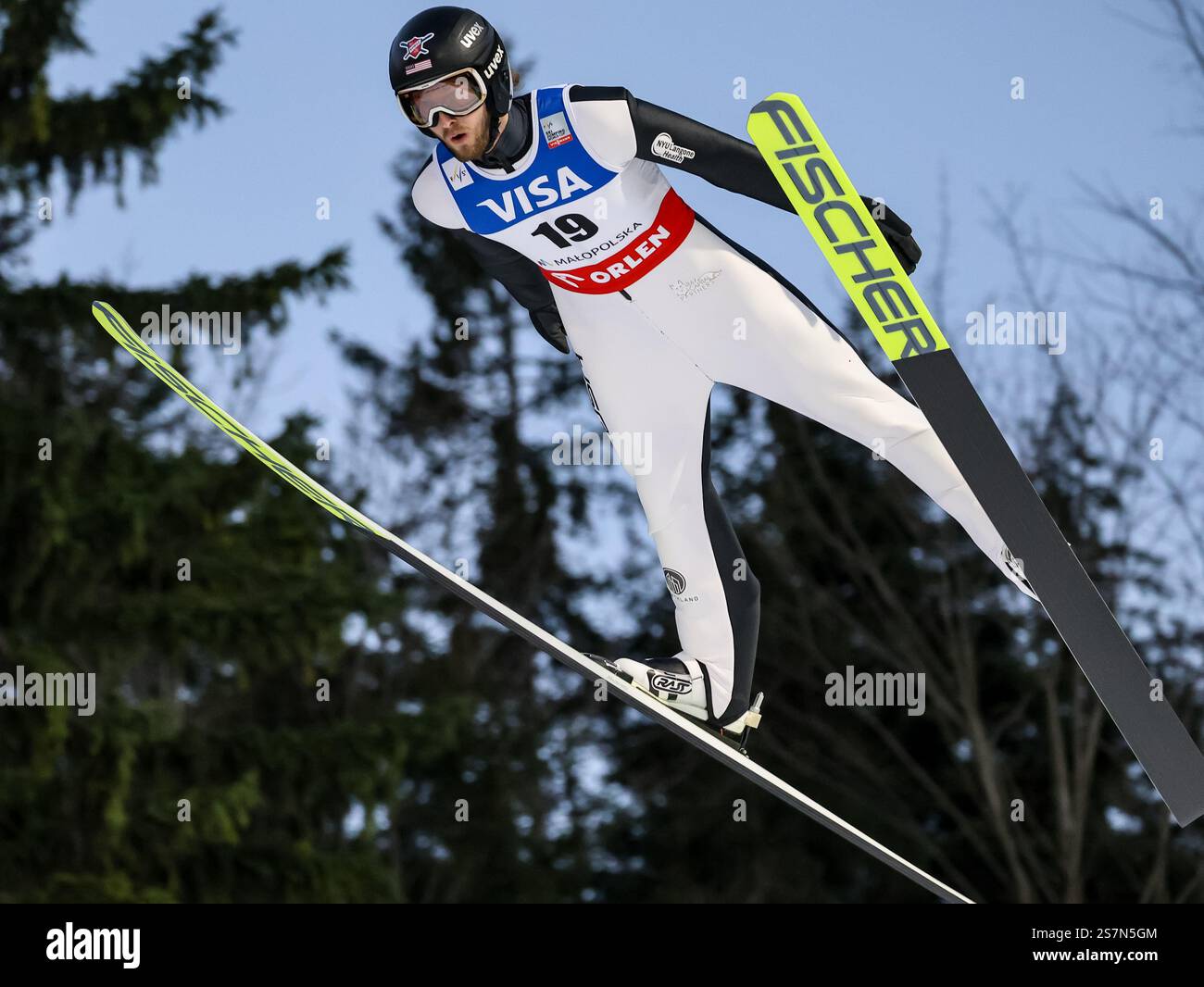 Zakopane, Poland. 19th Jan, 2025. Kevin Bickner of the USA competes ...