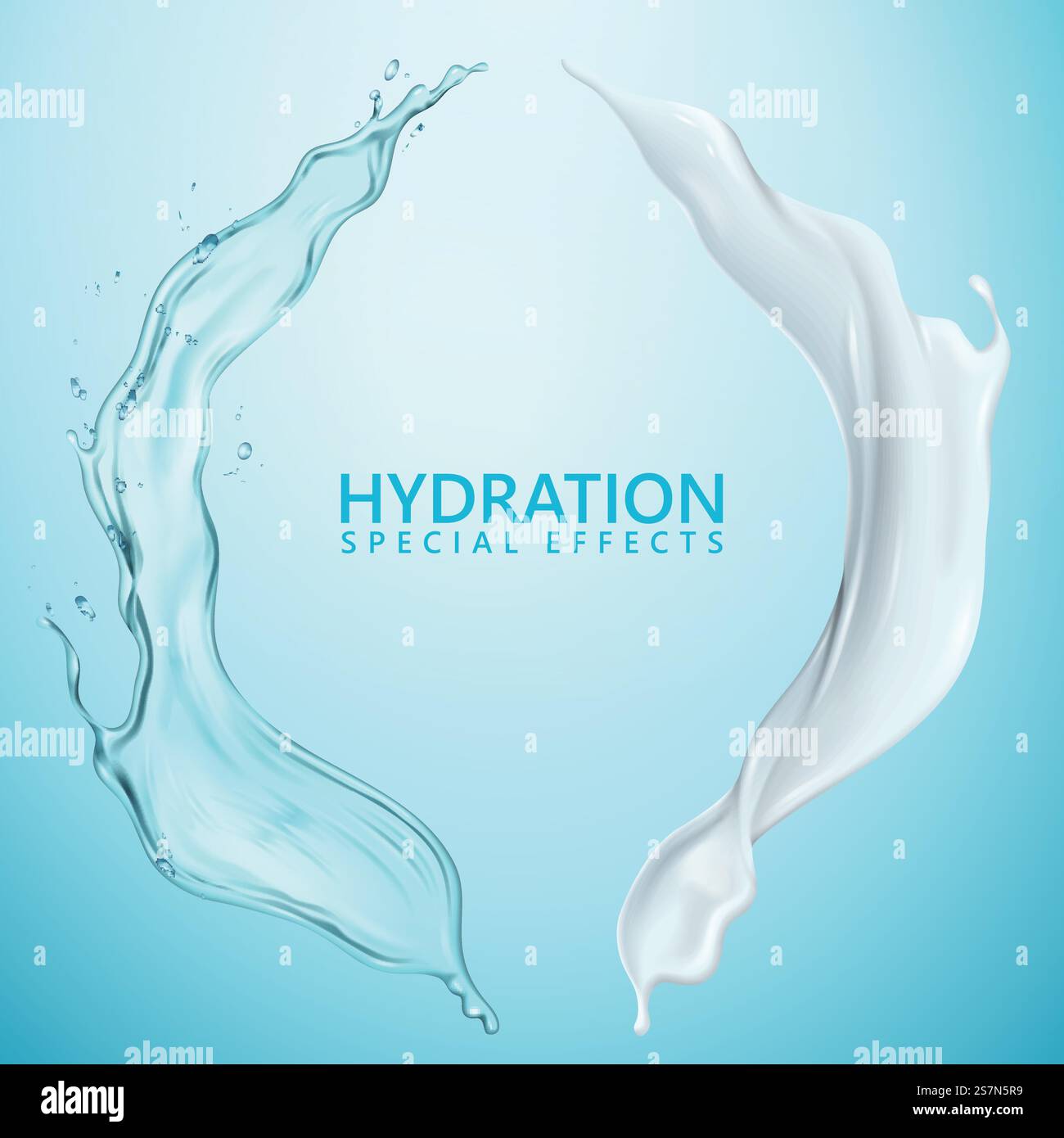 Hydration liquid effect, splashing cream and liquid texture isolated on ...