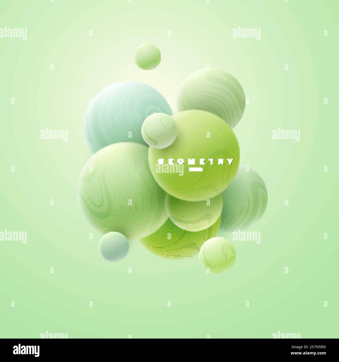 3d mint green spheres cluster. Abstract background. Vector illustration ...