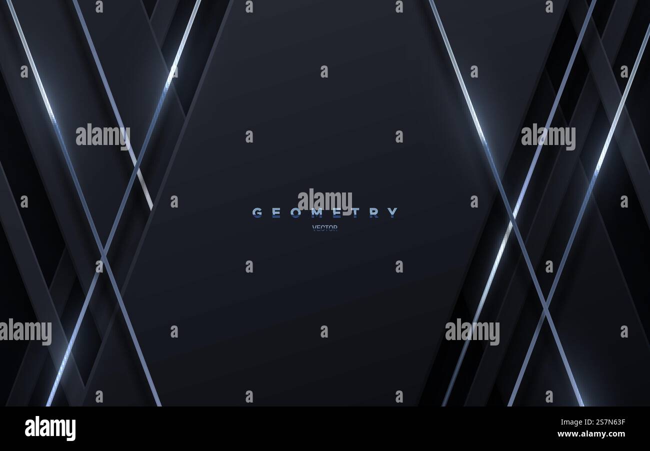 Abstract black background with silver glowing strings. Vector ...