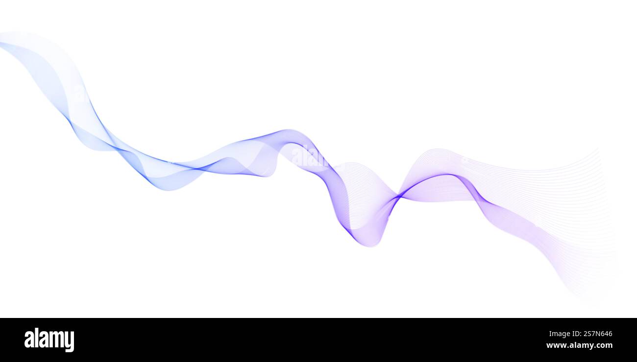 Abstract wave flow line isolated on white background. Wavy fluid ...