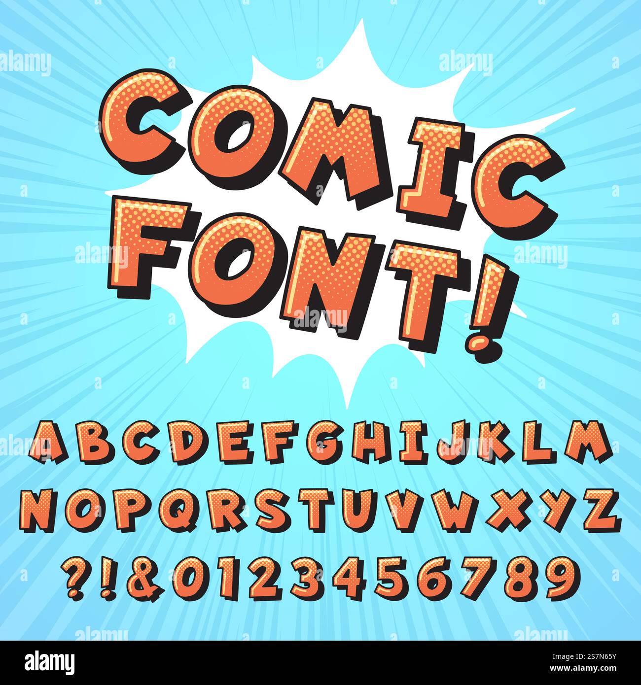 Retro comic book font. Super hero comics letters, vintage cartoon ...
