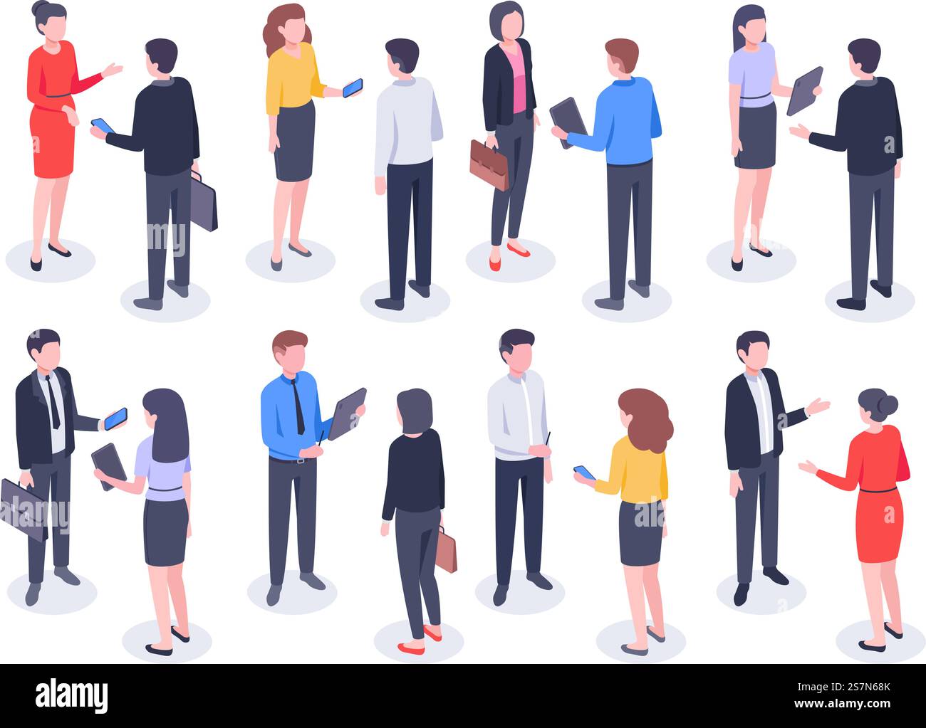 Isometric business people. Businessman team, businesswoman working ...
