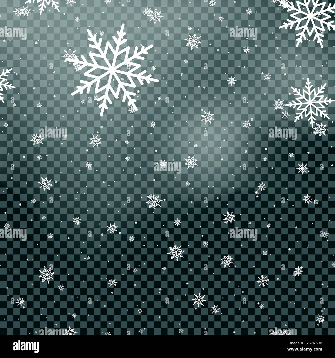 Falling white snowflakes for Christmas on transparent background ...